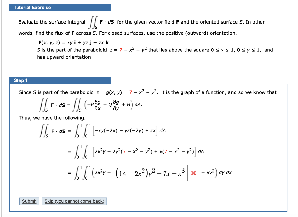 Solved Tutorial Exercise Evaluate the surface integral Slike | Chegg.com