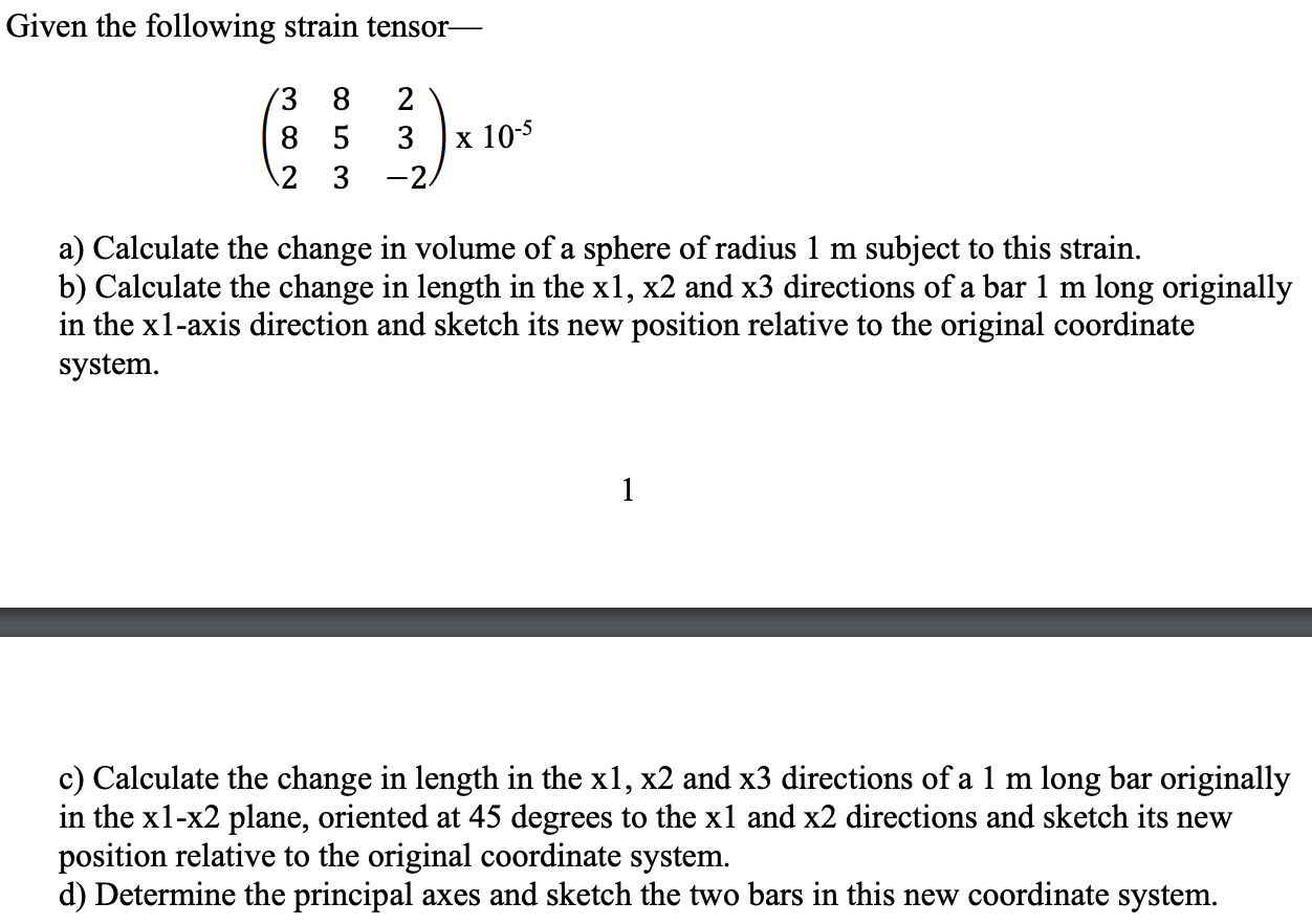 Solved Given the following strain tensor- | Chegg.com