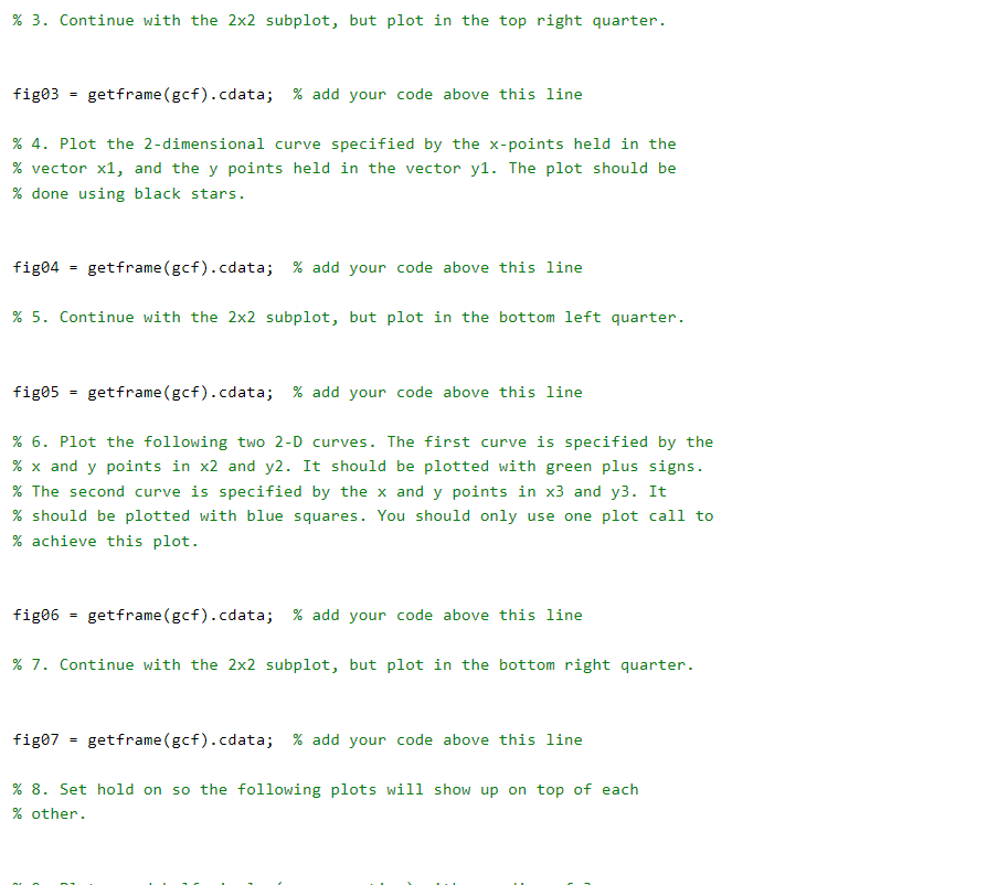 Solved \% 3. Continue with the 2×2 subplot, but plot in the | Chegg.com
