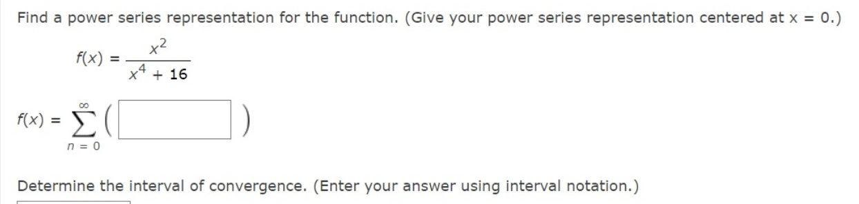 Solved Find a power series representation for the function. | Chegg.com