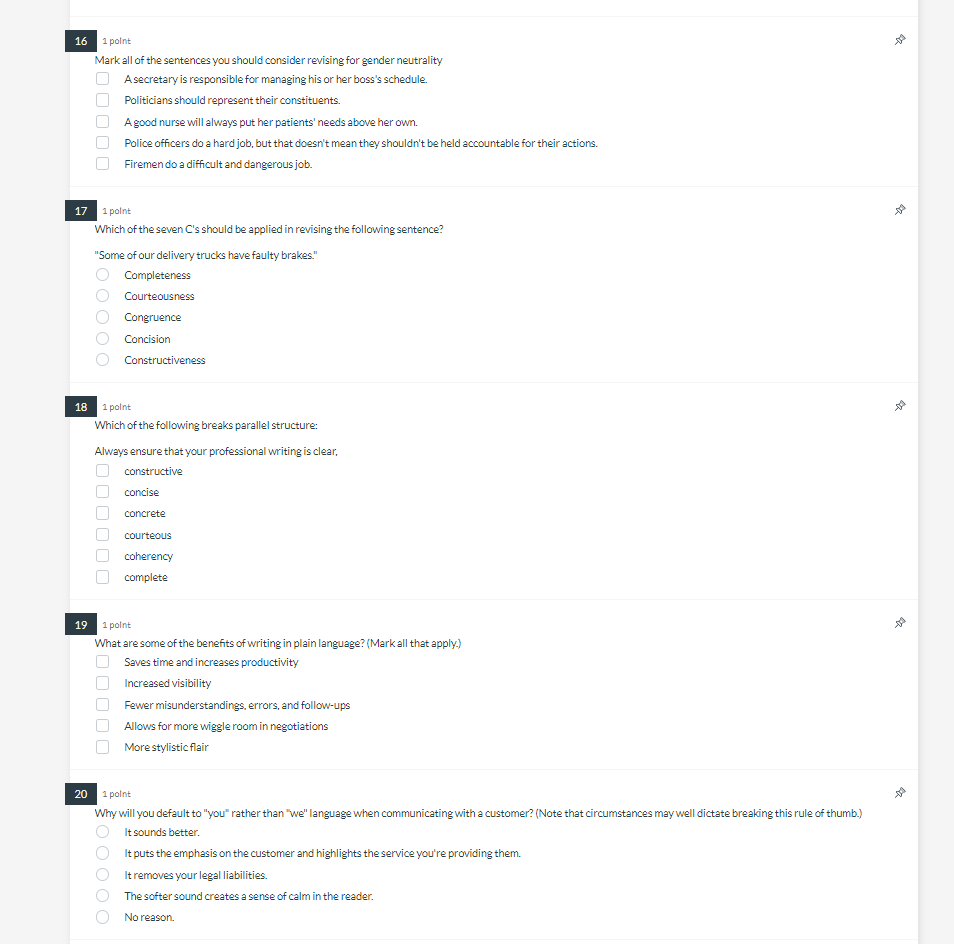 Solved 1 polnt Mark all of the sentences you should consider | Chegg.com