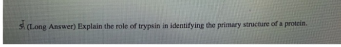 Solved 5. (Long Answer) Explain the role of trypsin in | Chegg.com