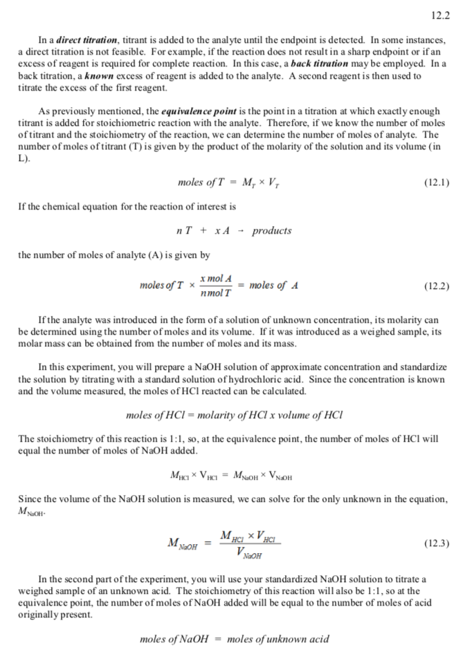Experiment 12 Standardization of Sodium Hydroxide and | Chegg.com