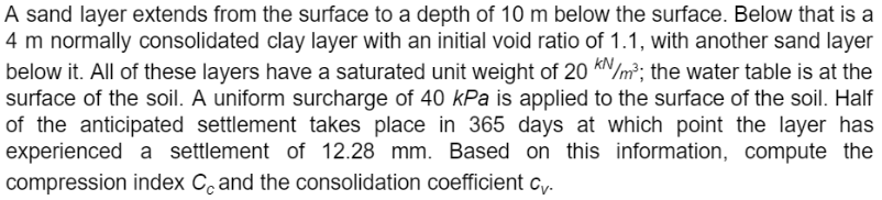 Solved A sand layer extends from the surface to a depth of | Chegg.com