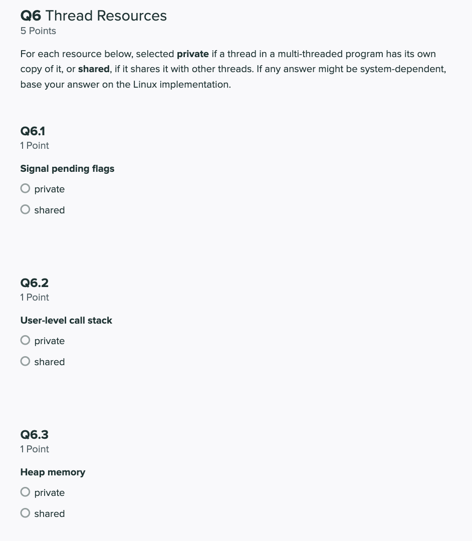 Solved Q6 Thread Resources 5 Points For each resource below, | Chegg.com