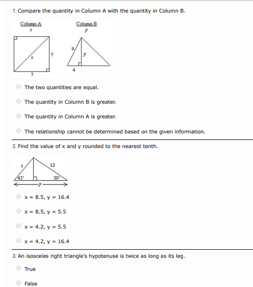 Solved 1. Compare the quantity in Column A with the quantity | Chegg.com