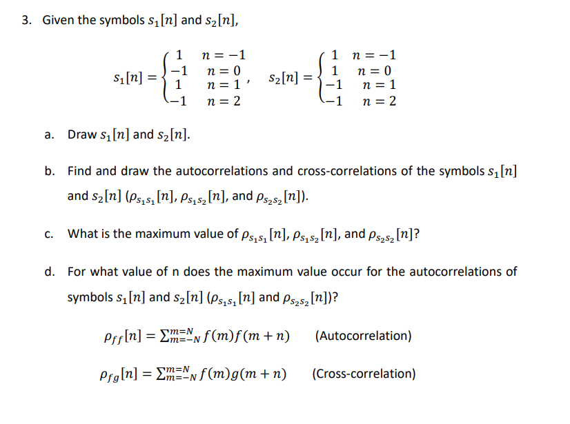 3. Given the symbols s1[n] and s2[n], | Chegg.com