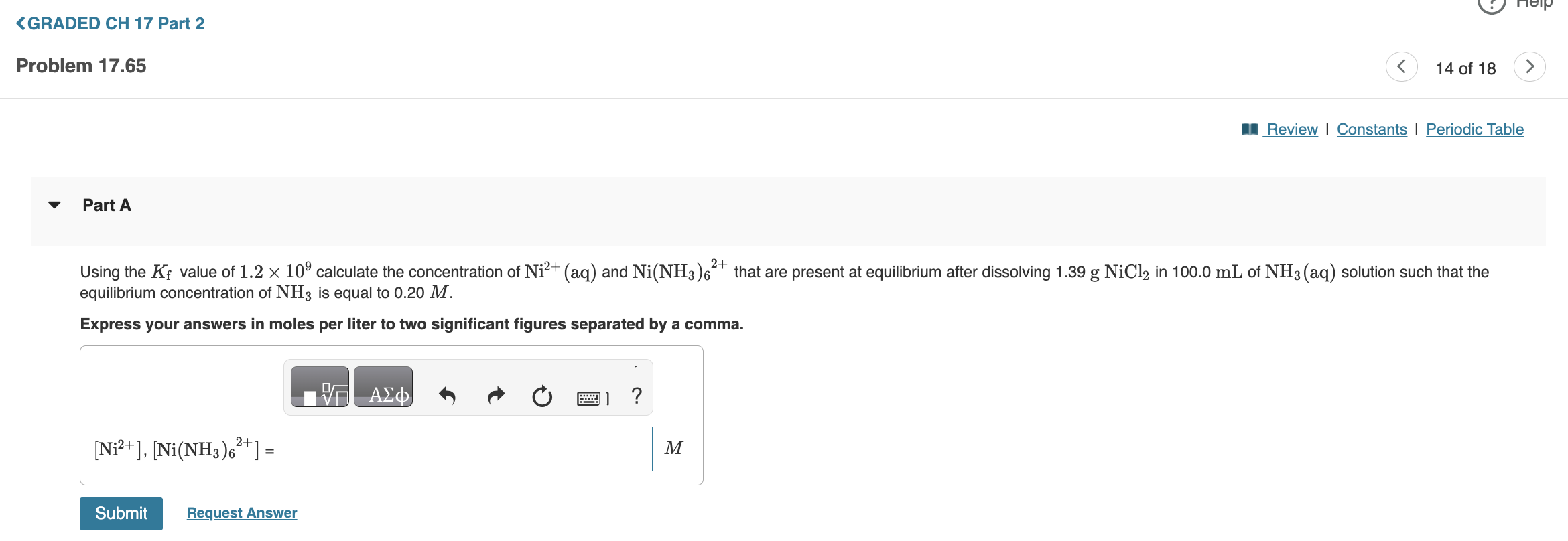 Solved Using the Kf value of 1.2×109 calculate the | Chegg.com