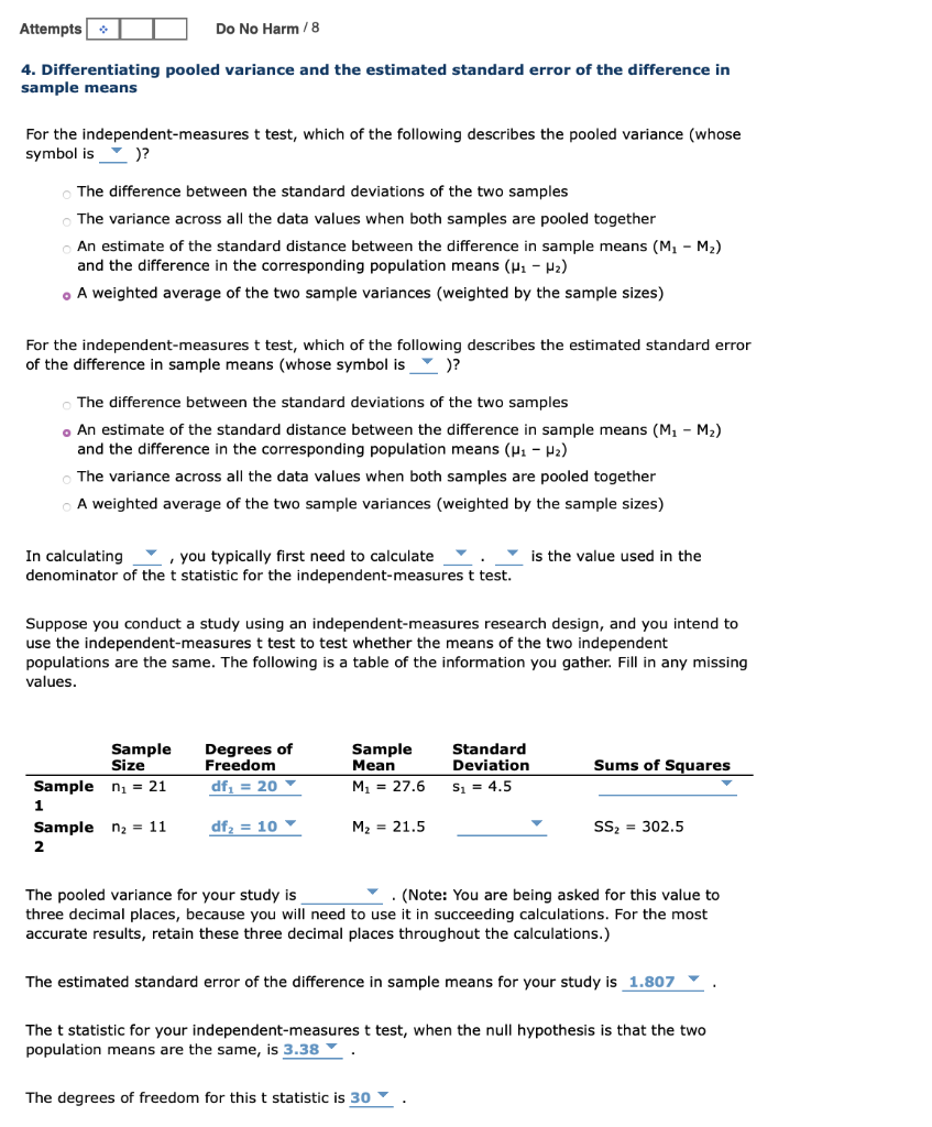 Solved 4. Differentiating pooled variance and the | Chegg.com Solved 4. Differentiating pooled variance and the | Chegg.com