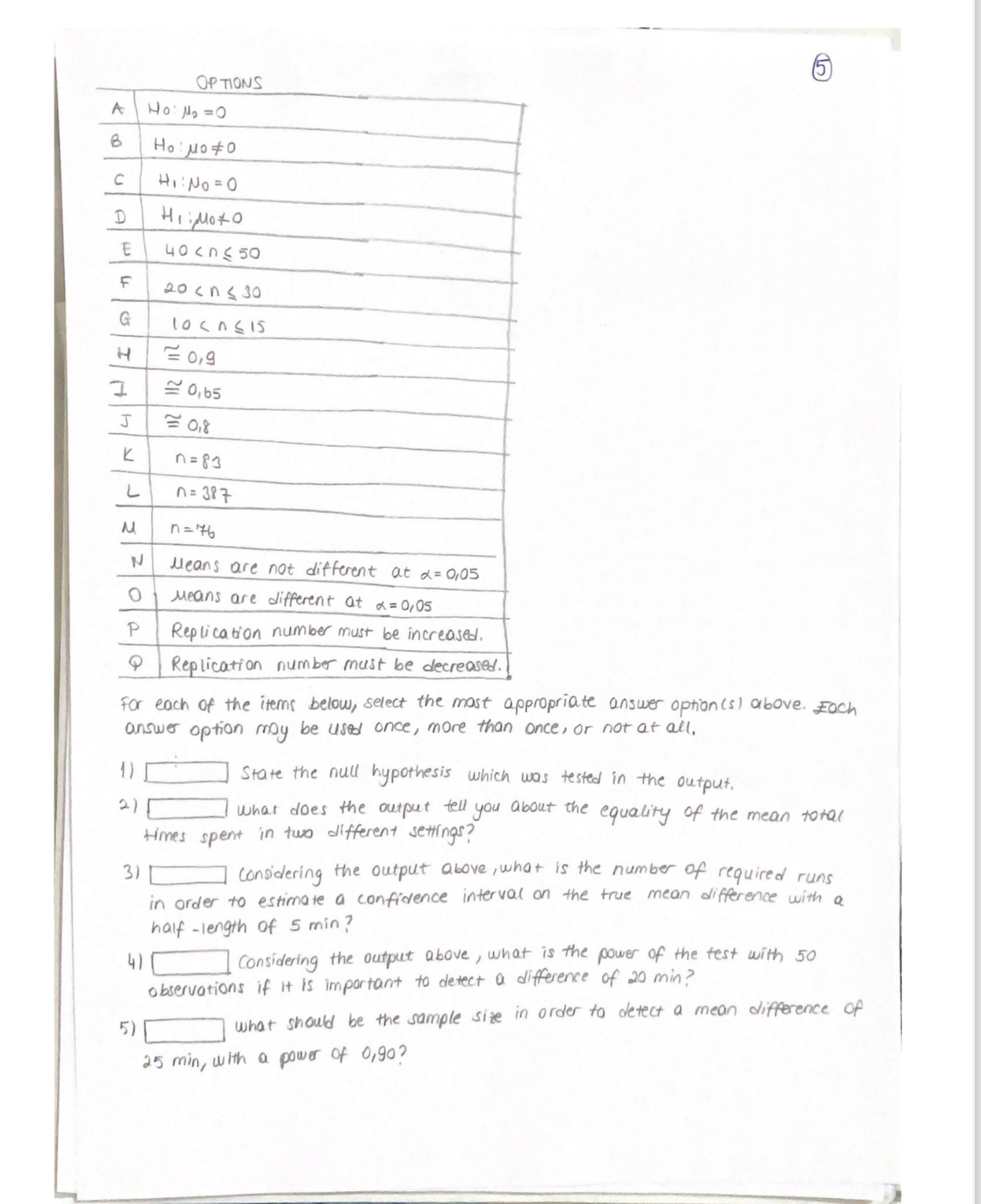 Solved OPTIONSFor each of the items below, select the mast | Chegg.com