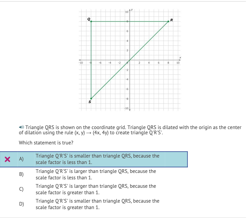 Solved 4 6 8 10 Triangle QRS is shown on the coordinate | Chegg.com