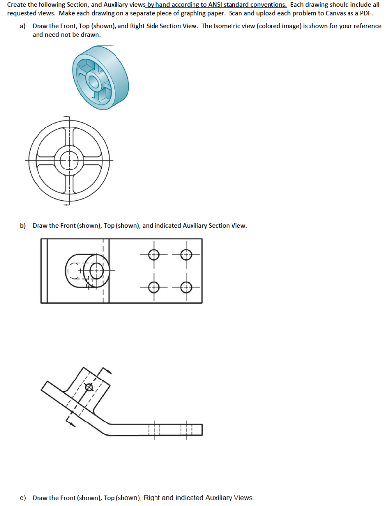 Solved Create the following Section, and Auxiliary views by | Chegg.com