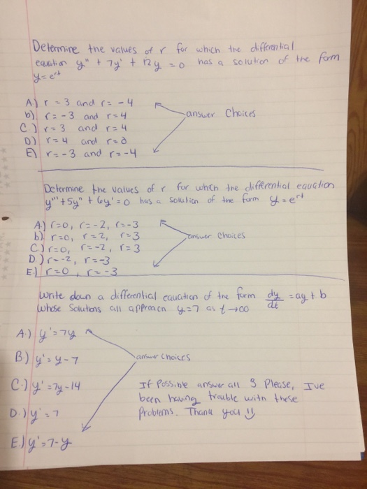 Solved Determine the values of r for which the differential | Chegg.com