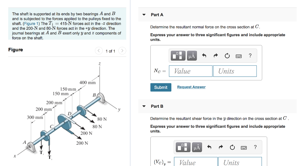 Solved The shaft is supported at its ends by two bearings A | Chegg.com