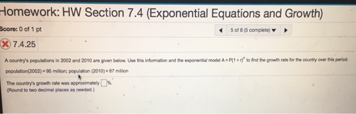 Solved Homework: HW Section 7.4 (Exponential Equations and | Chegg.com