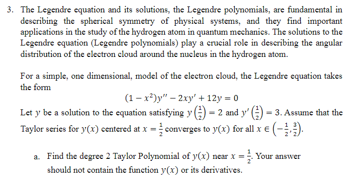 Solved The Legendre equation and its solutions, the Legendre | Chegg.com