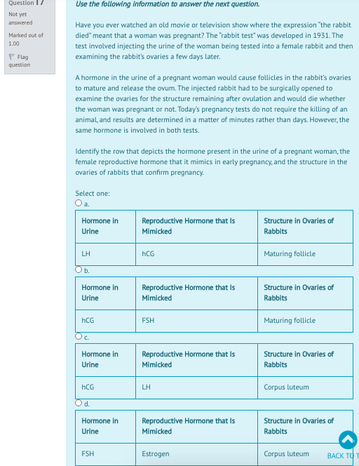 Solved Question 8 Which row correctly identifies the | Chegg.com