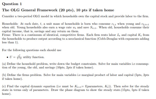 Solved Question 1The OLG General Framework (20 ﻿pts), 10 | Chegg.com