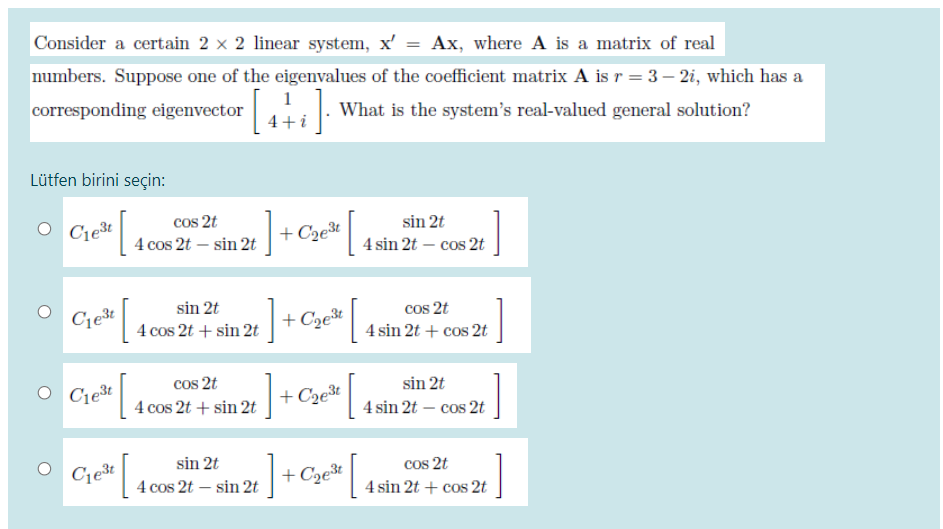 Solved Consider a certain 2 x 2 linear system, x' = Ax, | Chegg.com