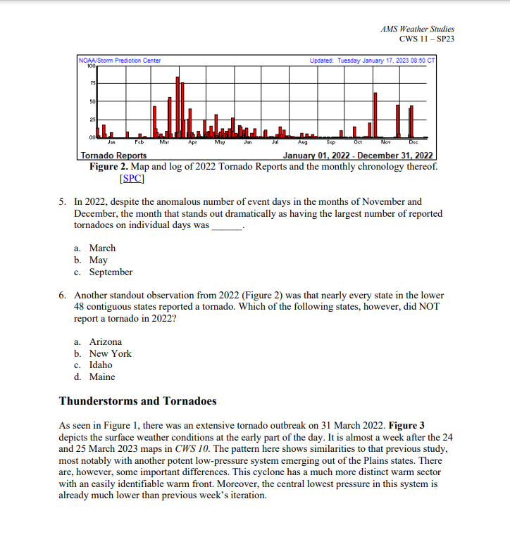 Solved AMS Weather Studies CWS 11 - SP23 2023. Daily and | Chegg.com