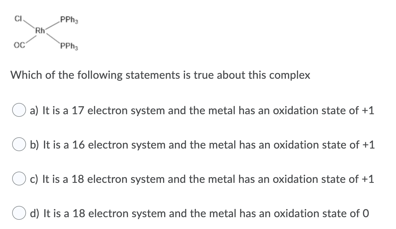 Solved An organometallic carbonyl compound is shown below. | Chegg.com