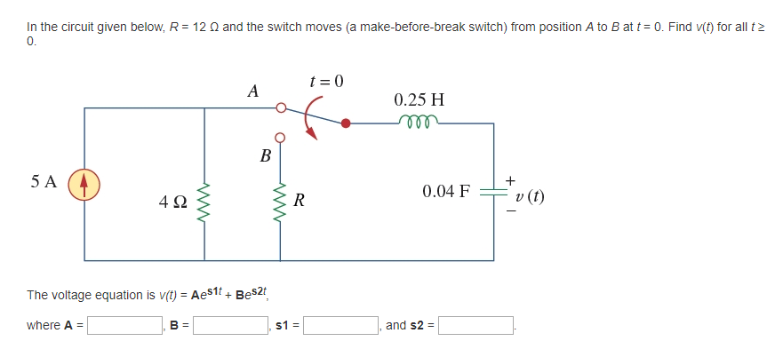 Solved in the circuit given below, R = 12 Ω and the switch | Chegg.com