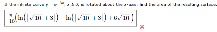 Solved If the infinite curve y=e−3x,x≥0, is rotated about | Chegg.com