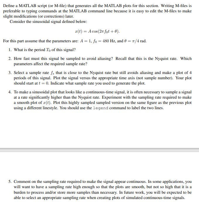 Solved Define a MATLAB script (or M-file) that generates all | Chegg.com