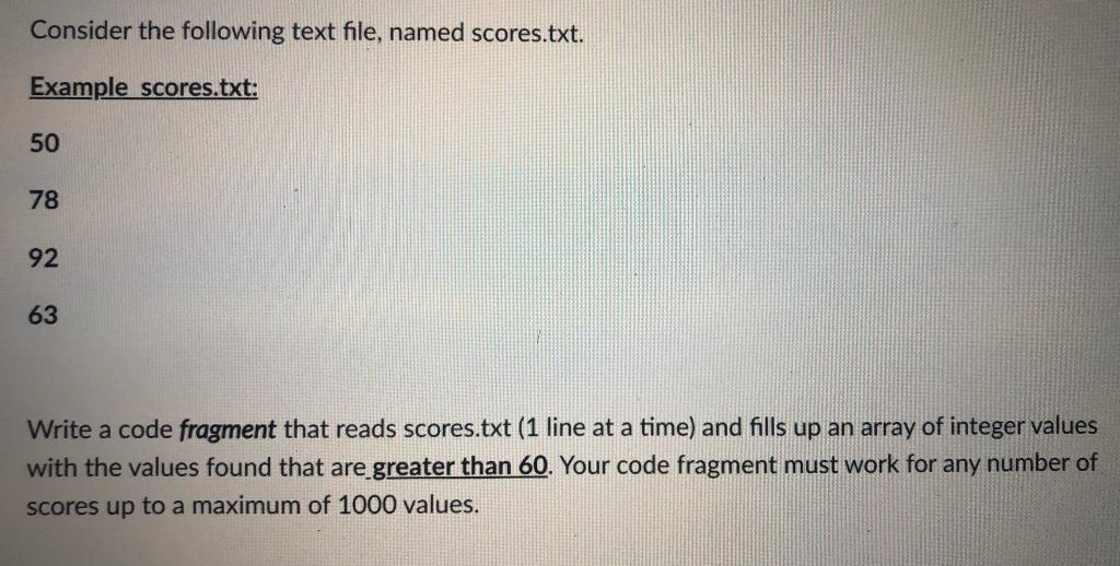Solved Consider the following text file, named scores.txt. | Chegg.com