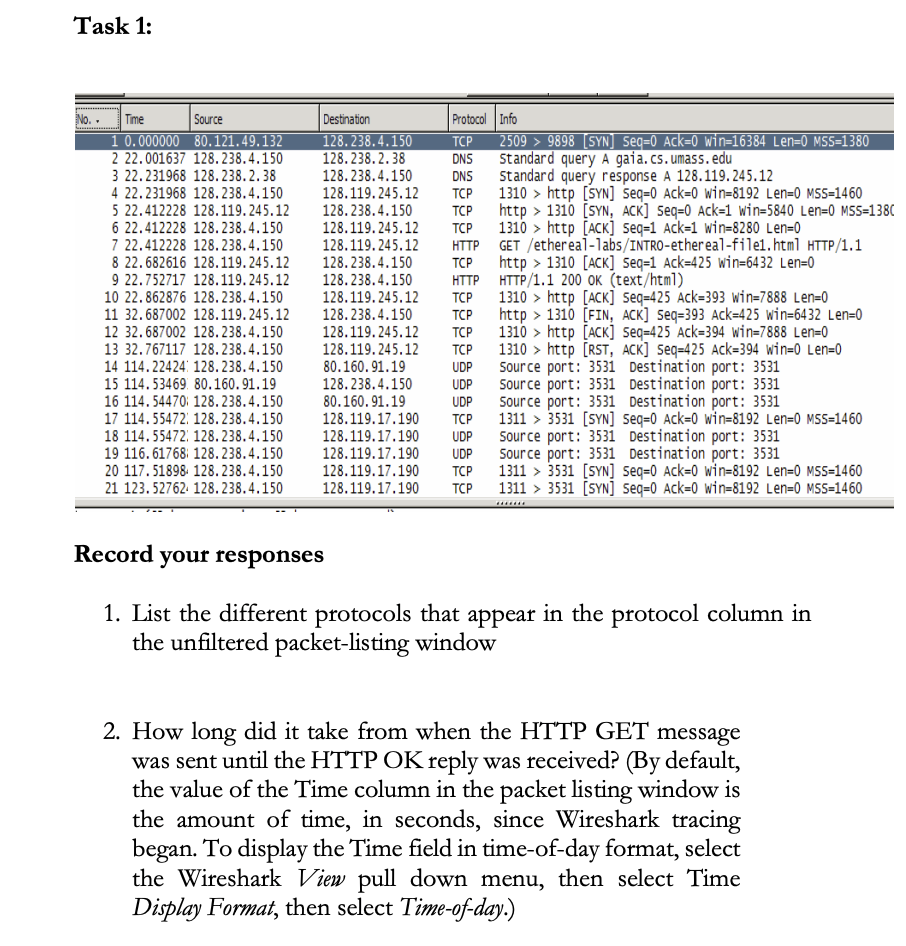 Solved Task 1: Record your responses 1. List the different | Chegg.com