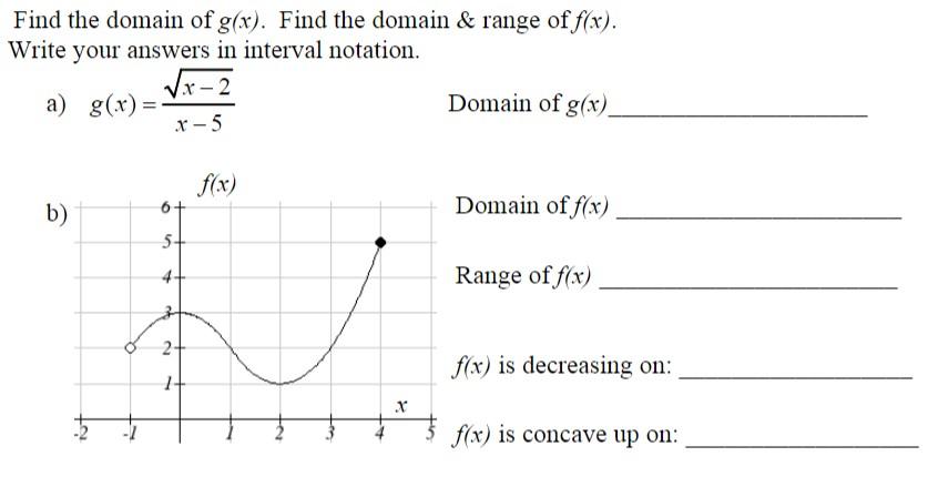Solved Find the domain of g(x). Find the domain & range of | Chegg.com