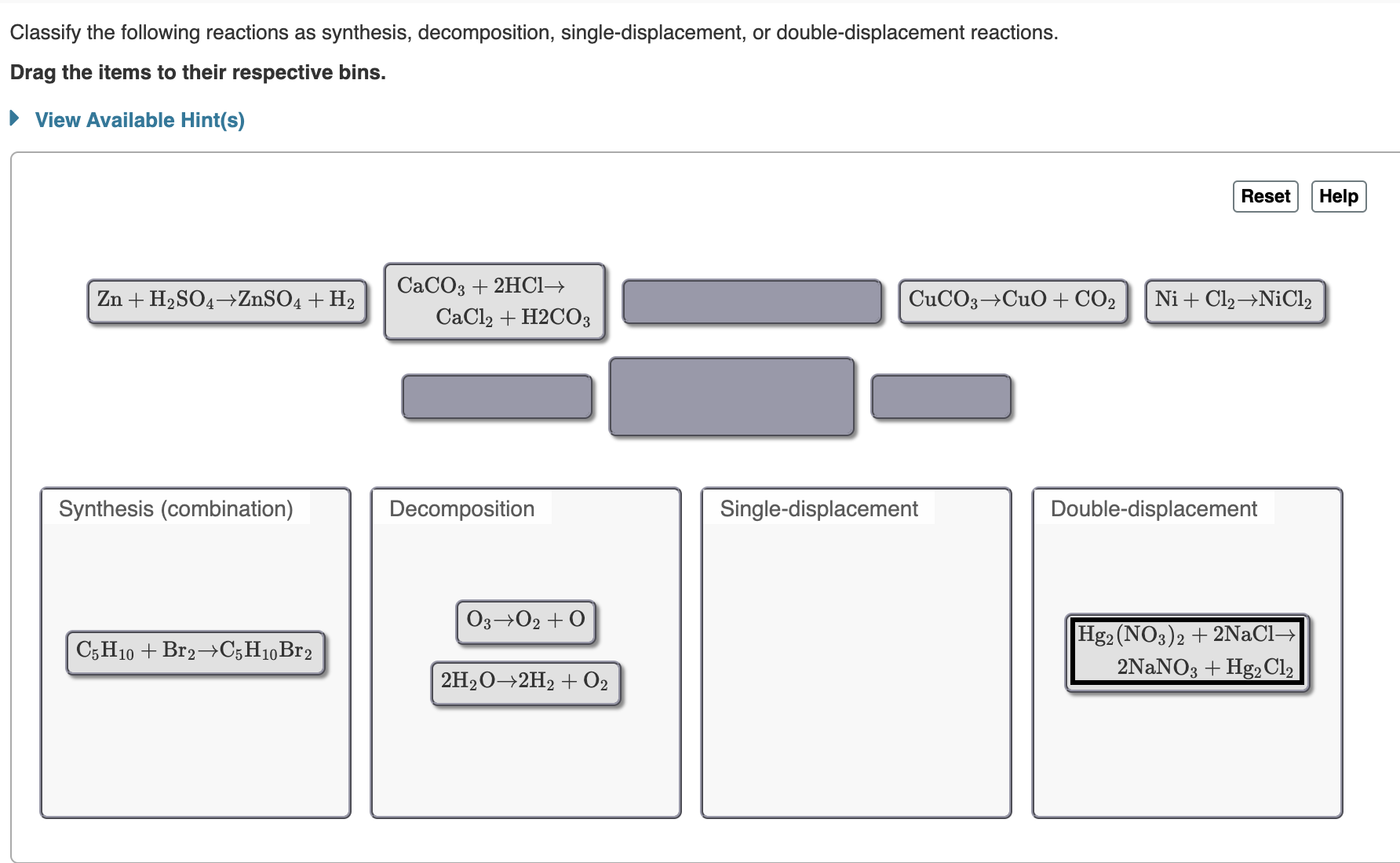 Solved Classify the following reactions as synthesis, | Chegg.com