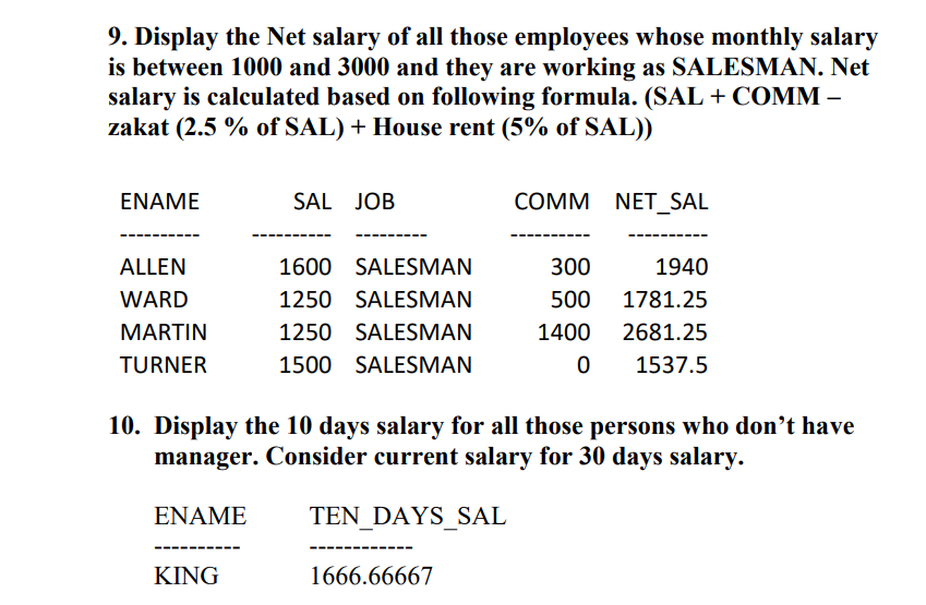Solved (Note: solve it with SQL Plus application, | Chegg.com