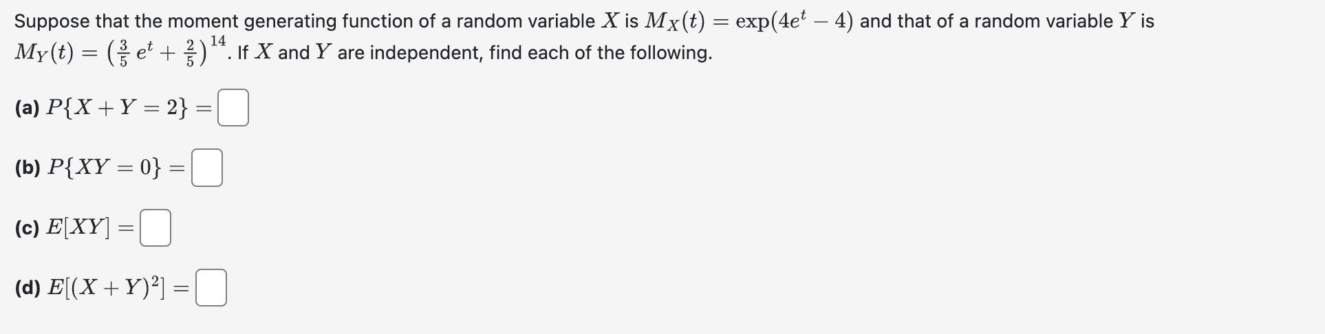 Solved Suppose that the moment generating function of a | Chegg.com