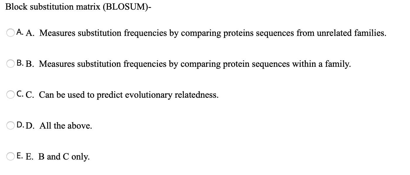 Solved Block Substitution Matrix Blosum A A Measures
