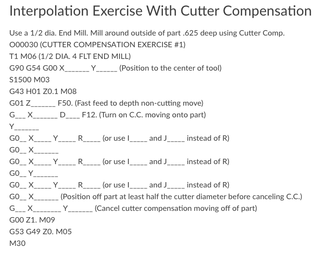 Solved Interpolation Exercise Without Cutter Compensation | Chegg.com