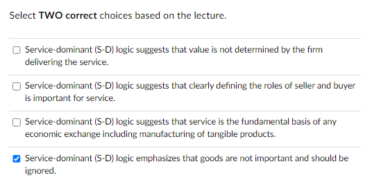 Solved Select TWO correct choices based on the lecture. | Chegg.com