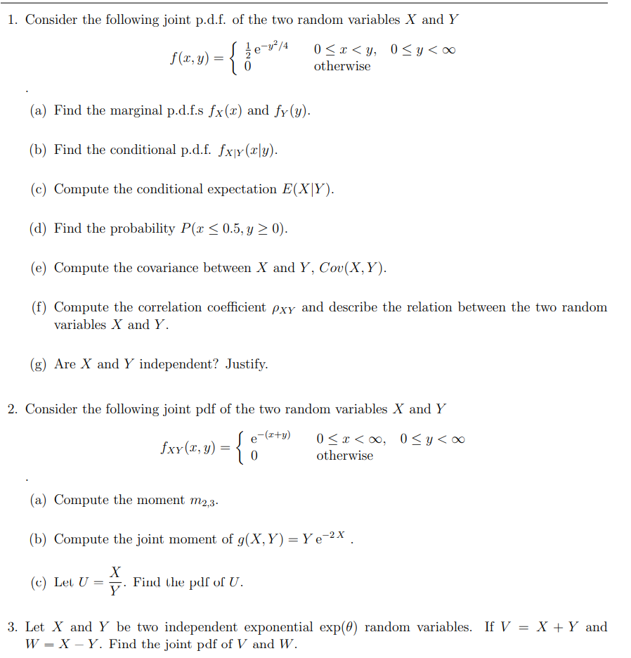 Solved 1. Consider the following joint p.d.f. of the two | Chegg.com