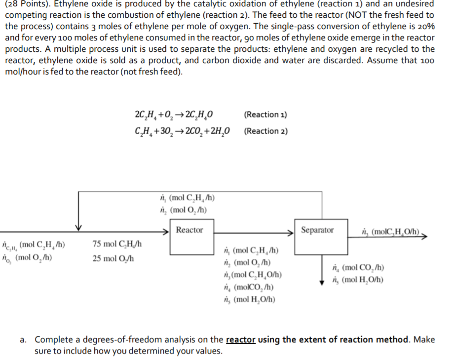 Solved (28 Points). Ethylene oxide is produced by the | Chegg.com