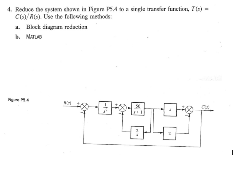 Solved 4. Reduce the system shown in Figure P5.4 to a single | Chegg.com