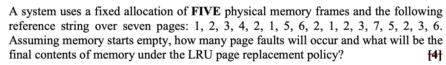Solved A system uses a fixed allocation of FIVE physical | Chegg.com