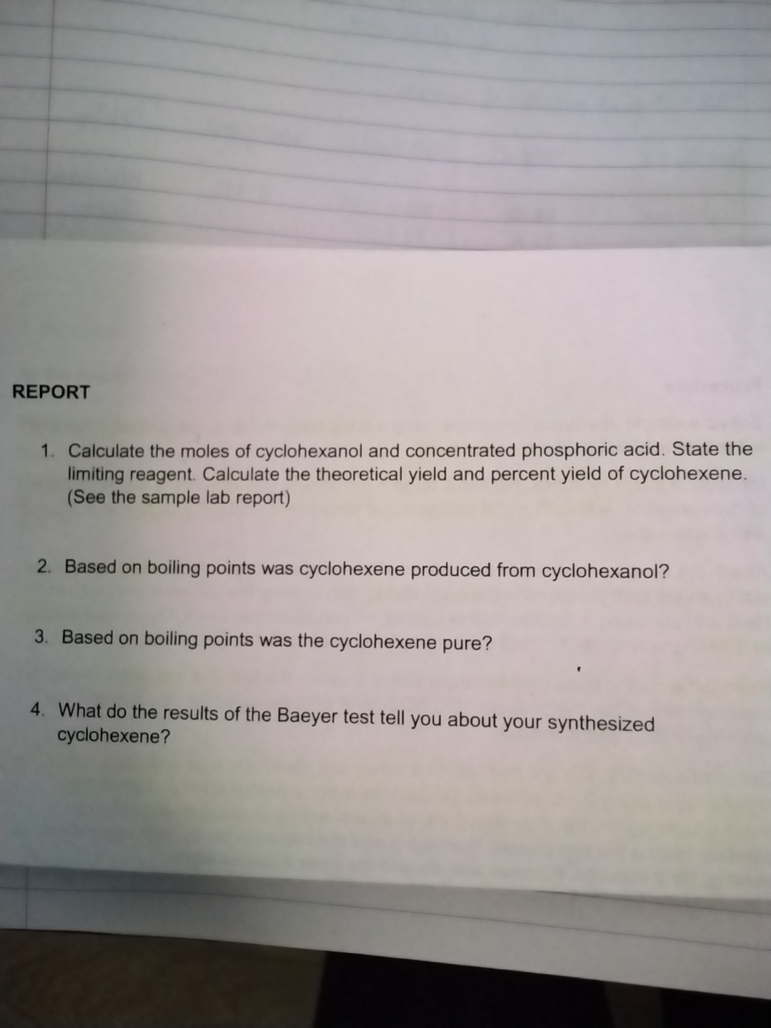 Help with question 1 and 2 ! Mass of cyclohexanol | Chegg.com