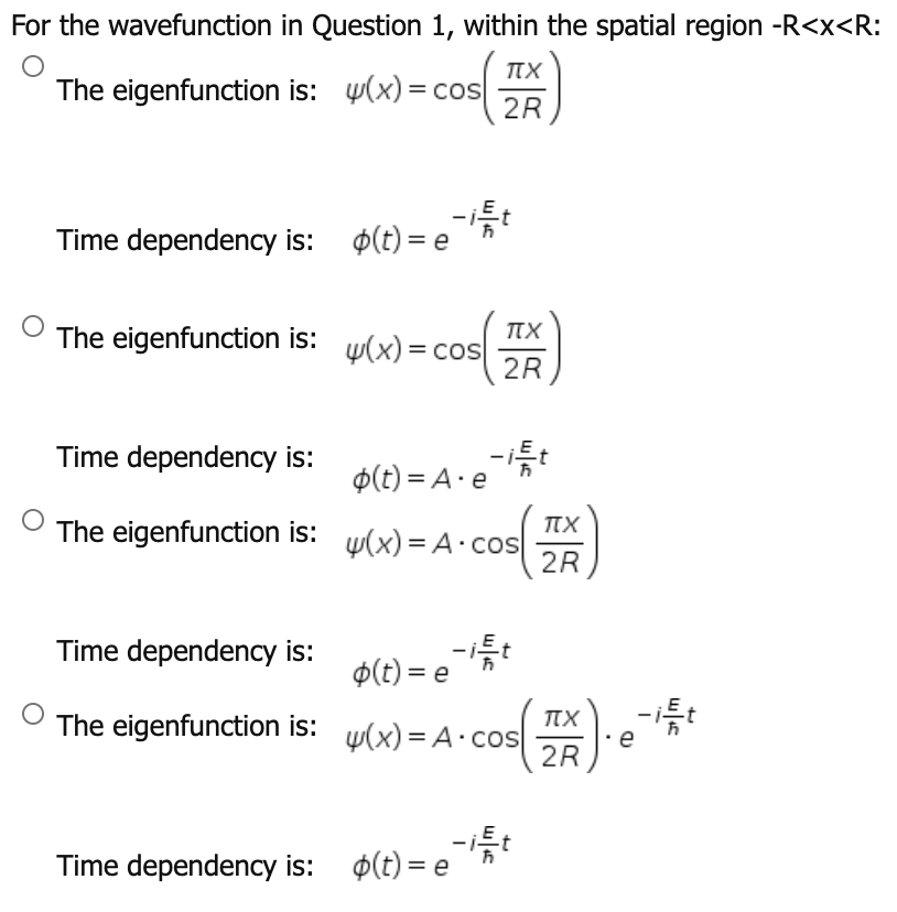 Solved Consider the following wavefunction: TIX A.COS 2R os | Chegg.com