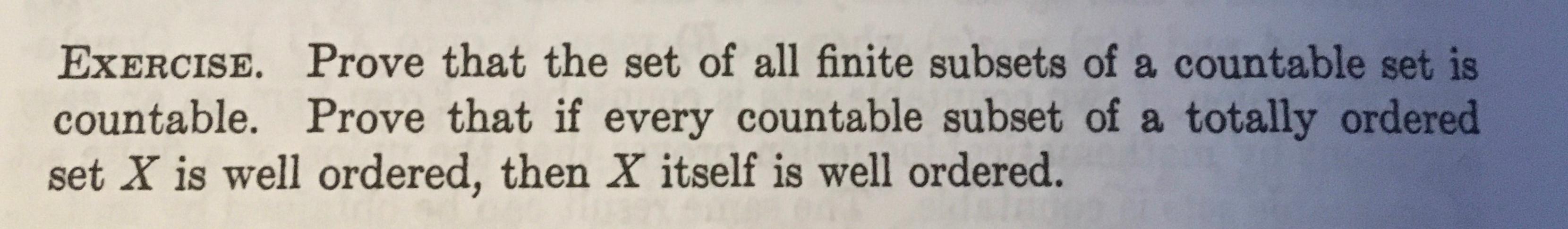 Solved EXERCISE. Prove that the set of all finite subsets of | Chegg.com