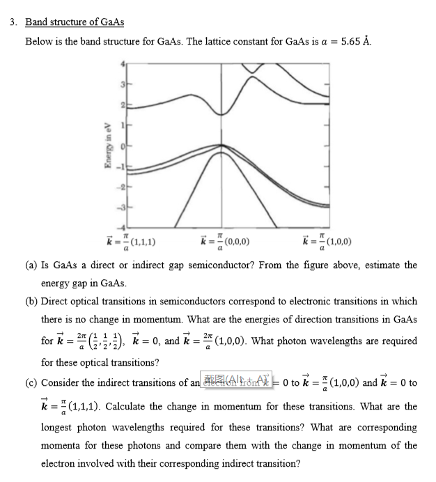 Solved 3. Band structure of GaAs Below is the band structure | Chegg.com