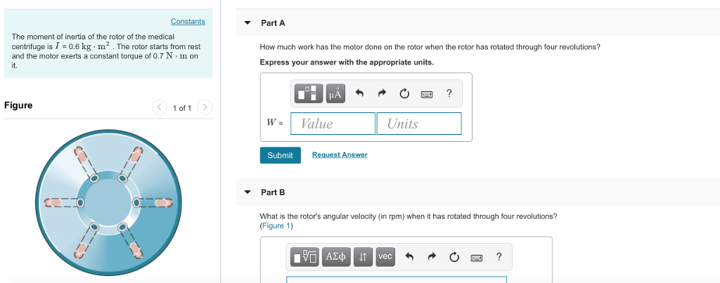 Solved Constants Part A The moment of inertia of the rotor | Chegg.com