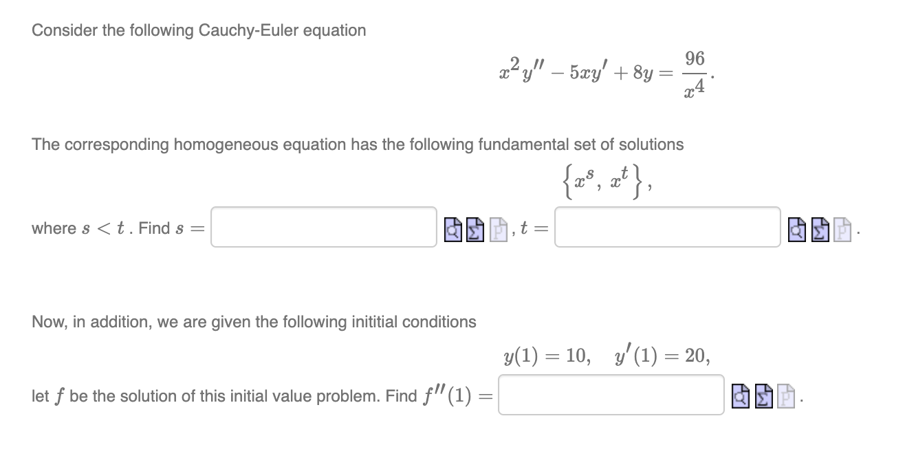 Solved Consider the following Cauchy-Euler equation 96 æ? Y" | Chegg.com