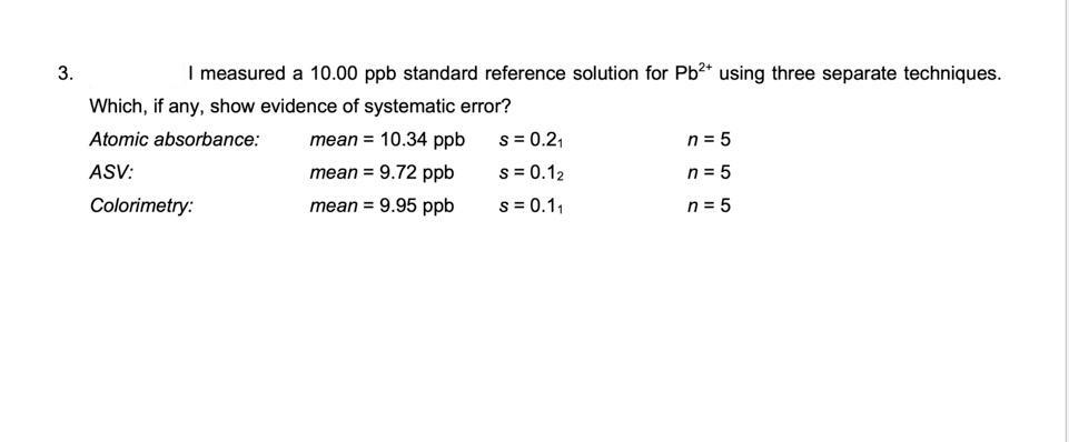 3. I measured a 10.00 ppb standard reference solution | Chegg.com