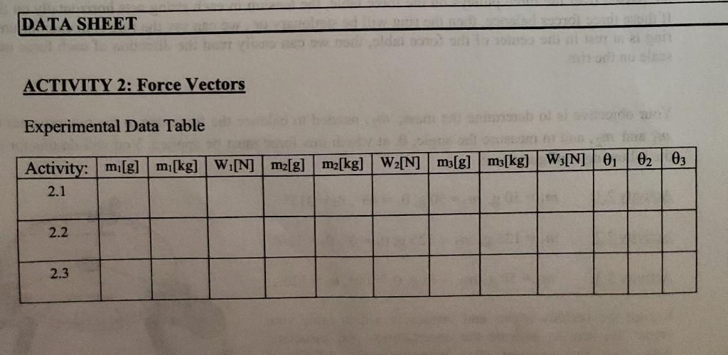 Lab 5 - Vector Addition and Static Equilibrium | Chegg.com