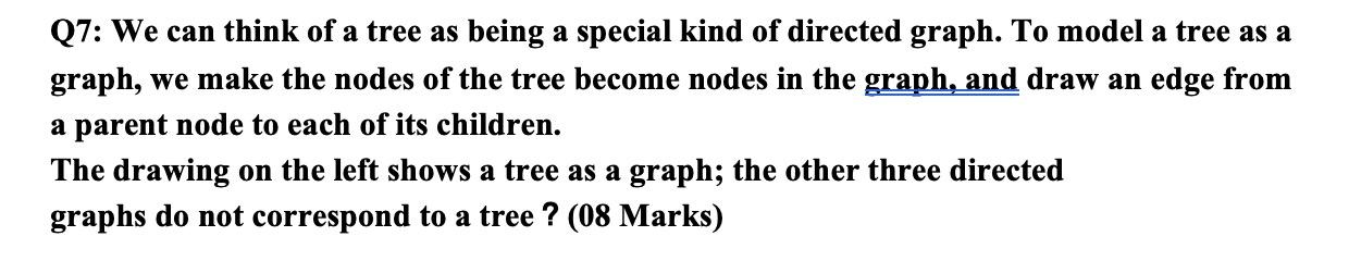 Solved Q7: We can think of a tree as being a special kind of | Chegg.com